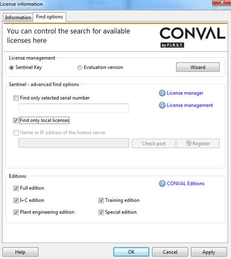 CONVAL LICENSING - SENTINEL KEYS